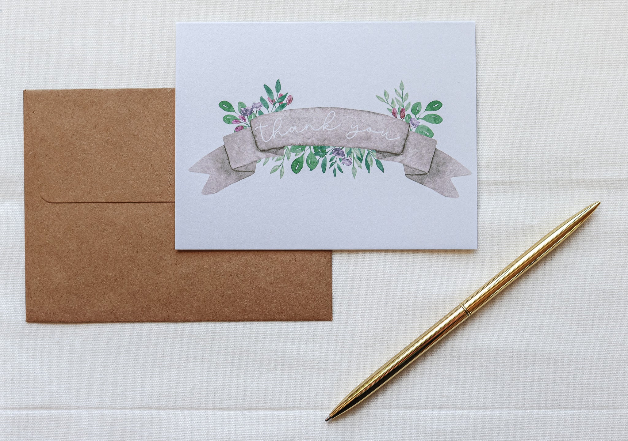 Greenery Scroll Thank You Card – Darling Rosary